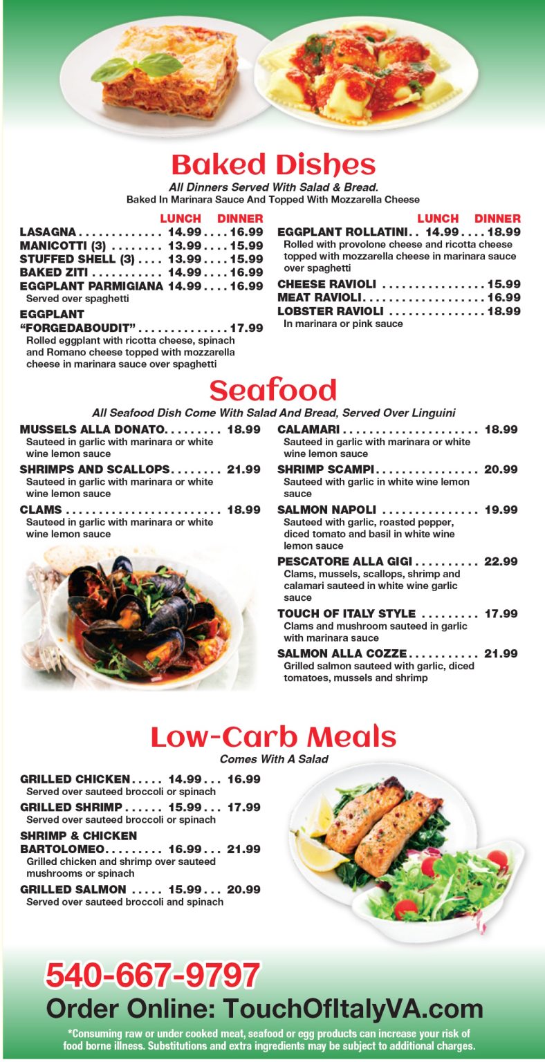 Our Menu – Touch of Italy